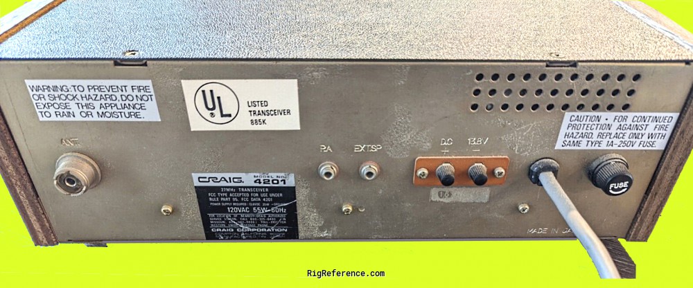 Craig 4201, Desktop Transceiver | RigReference.com