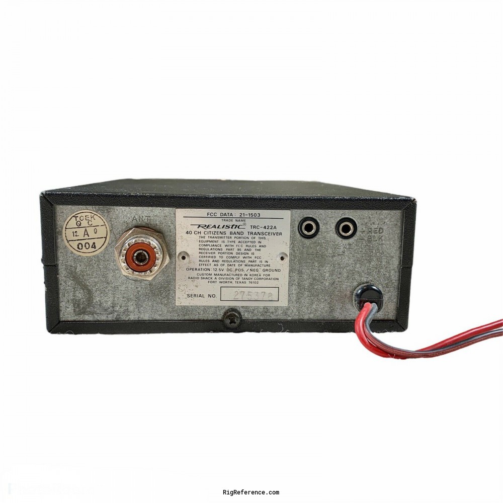 RadioShack / Realistic TRC-422A, Mobile CB Transceiver | RigReference.com