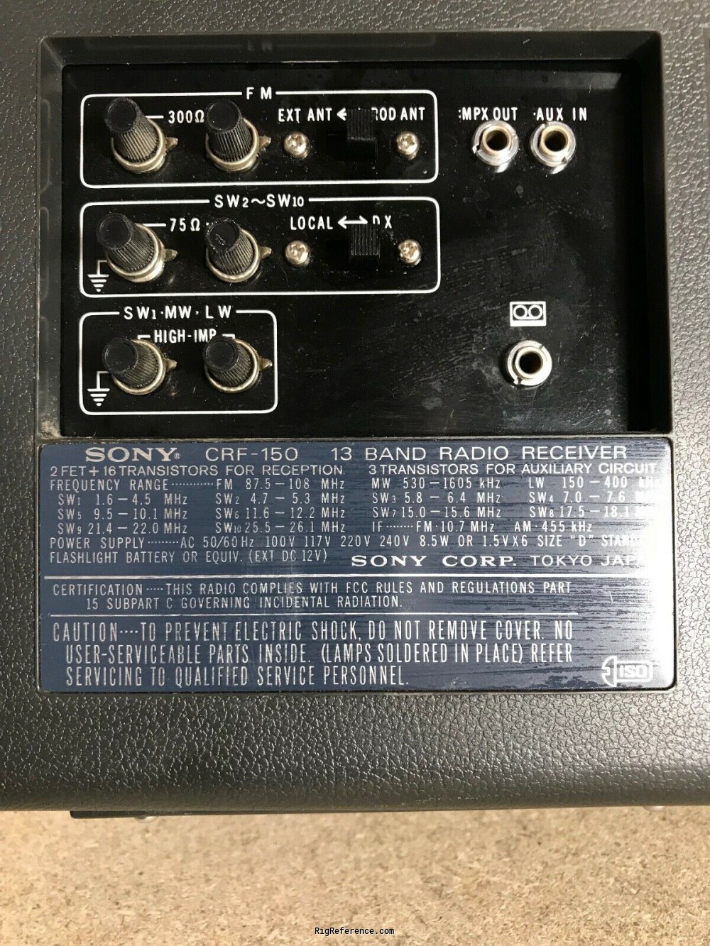 Sony CRF-150, Handheld HF/VHF Receiver | RigReference.com